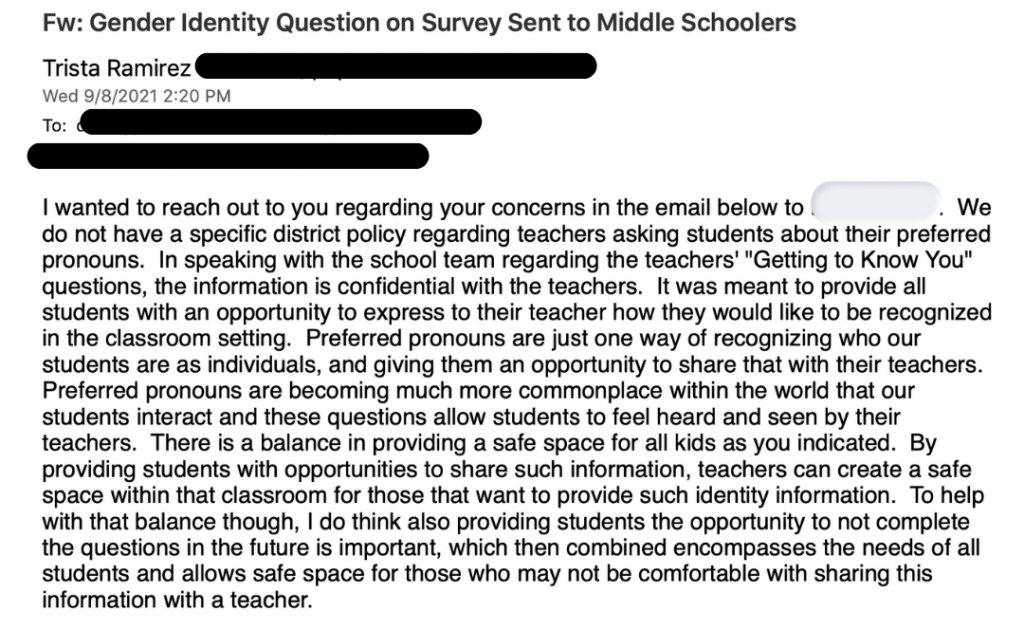 8th Grade Survey: ‘May I Use These Pronouns When I Contact Home ...